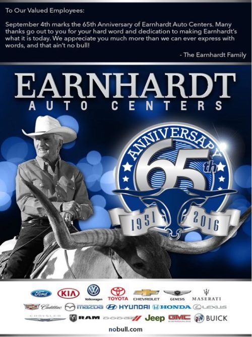 Earnhardt Auto Centers Celebrates 65 Year Anniversary! NO BULL!