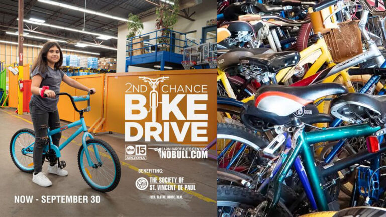 Earnhardt, ABC15 collecting bicycles for St. Vincent de Paul